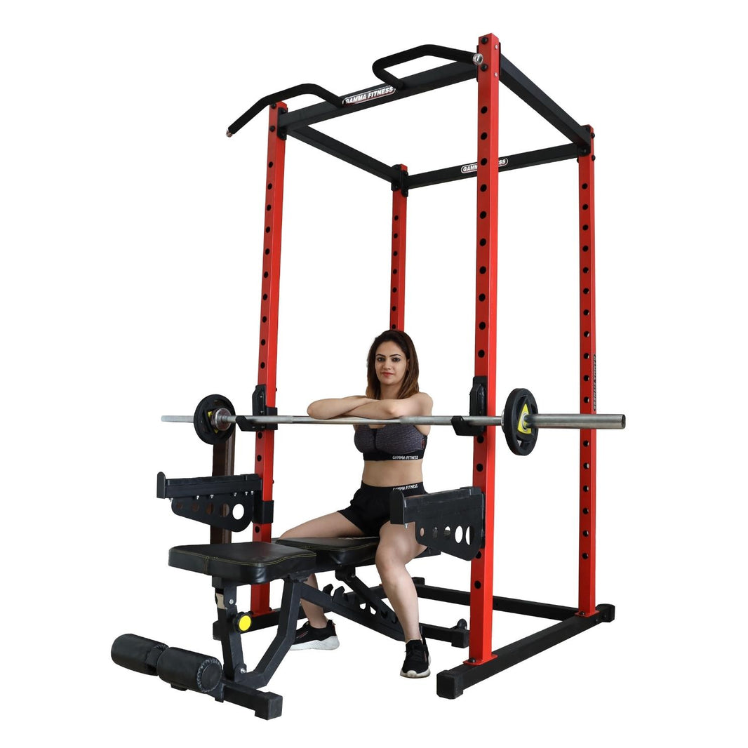 Power Rack With Lats Pull Down Package PR-27, AB-101 Bench, Rubber Coa ...