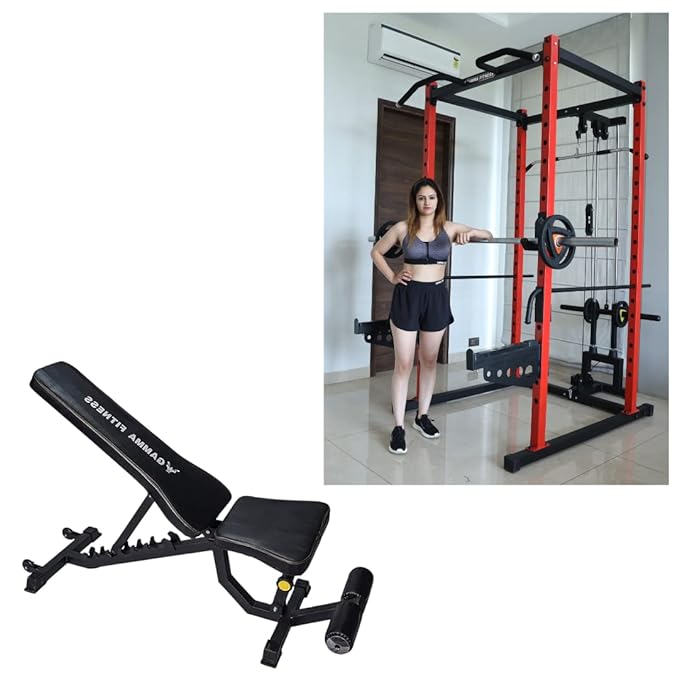 GAMMA FITNESS Power Squat Rack PR-40 with Semi Commercial Adjustable B ...